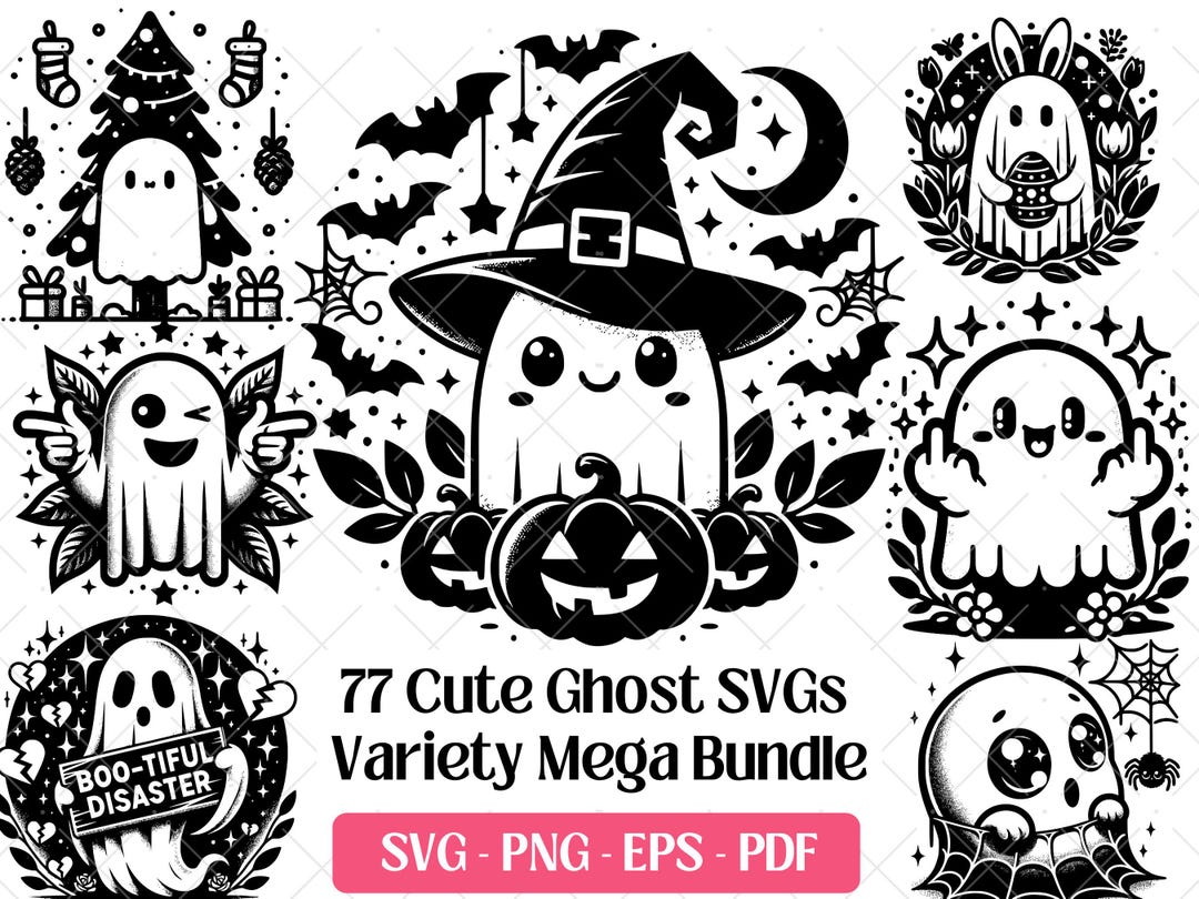 Ghost SVG Bundle · Whimsical Funny Halloween Clipart PNG · Cricut - Etsy