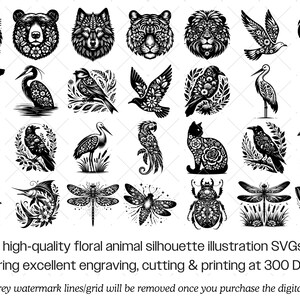 Floral Animal SVG Bundle · Flower Botanical Nature Clipart PNG PDF ...