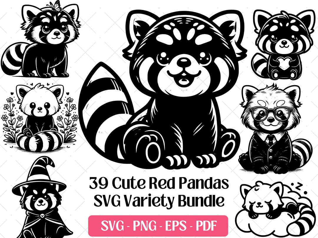 Red Panda SVG Bundle, Cutting Laser Engraving Files, Vector Art, PNG ...
