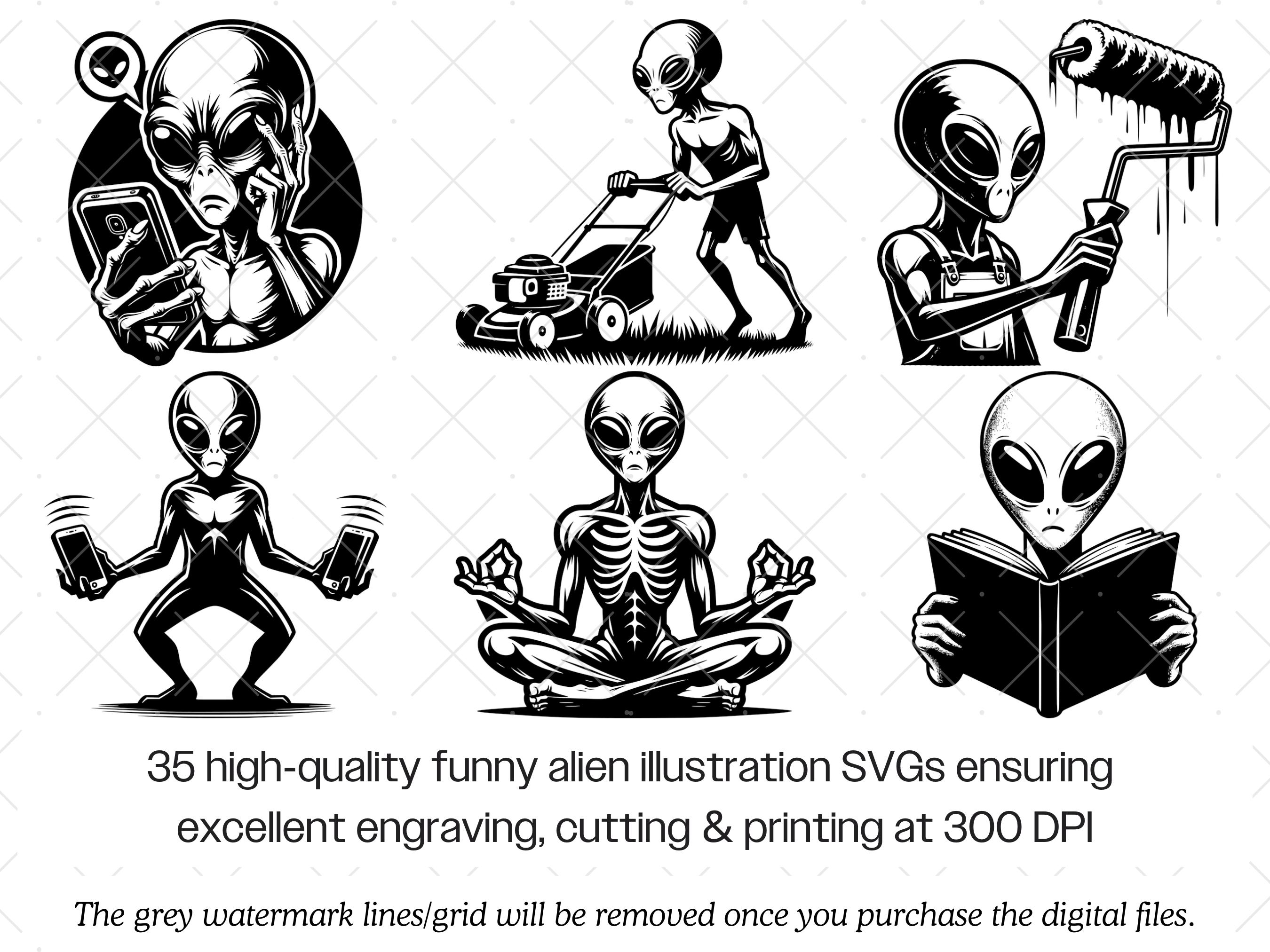 Funny Alien SVG Bundle · Sci-fi Space Cartoon Humor Funny Alien Design ...