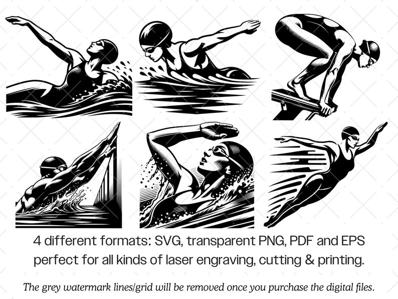 Swimming SVG Bundle,cutting Laser Engraving Files Male Female Swimmer ...