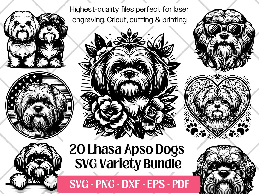 Lhasa Apso SVG Bundle · Dog Breed Pet Toy Lhasa Apso Design Clipart PNG ...