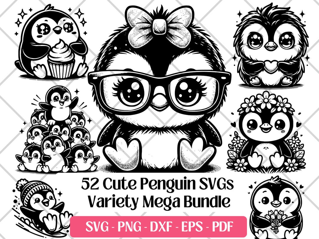 Baby Penguin SVG Bundle · Cute Cartoon Arctic Animal Baby Penguin ...