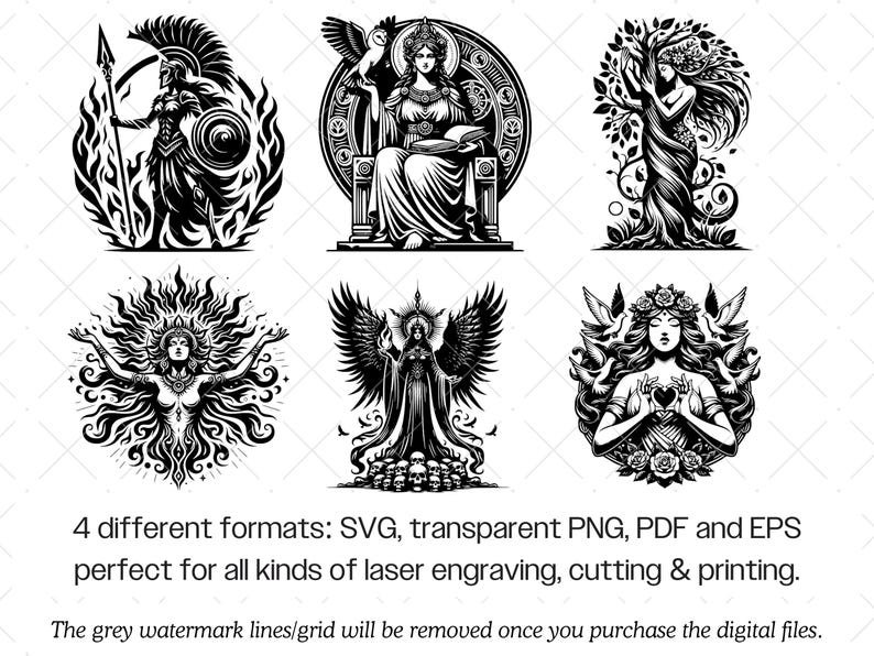 Goddess SVG Bundle · Mystical Pagan Wiccan Celestial Deity Clipart PNG ...