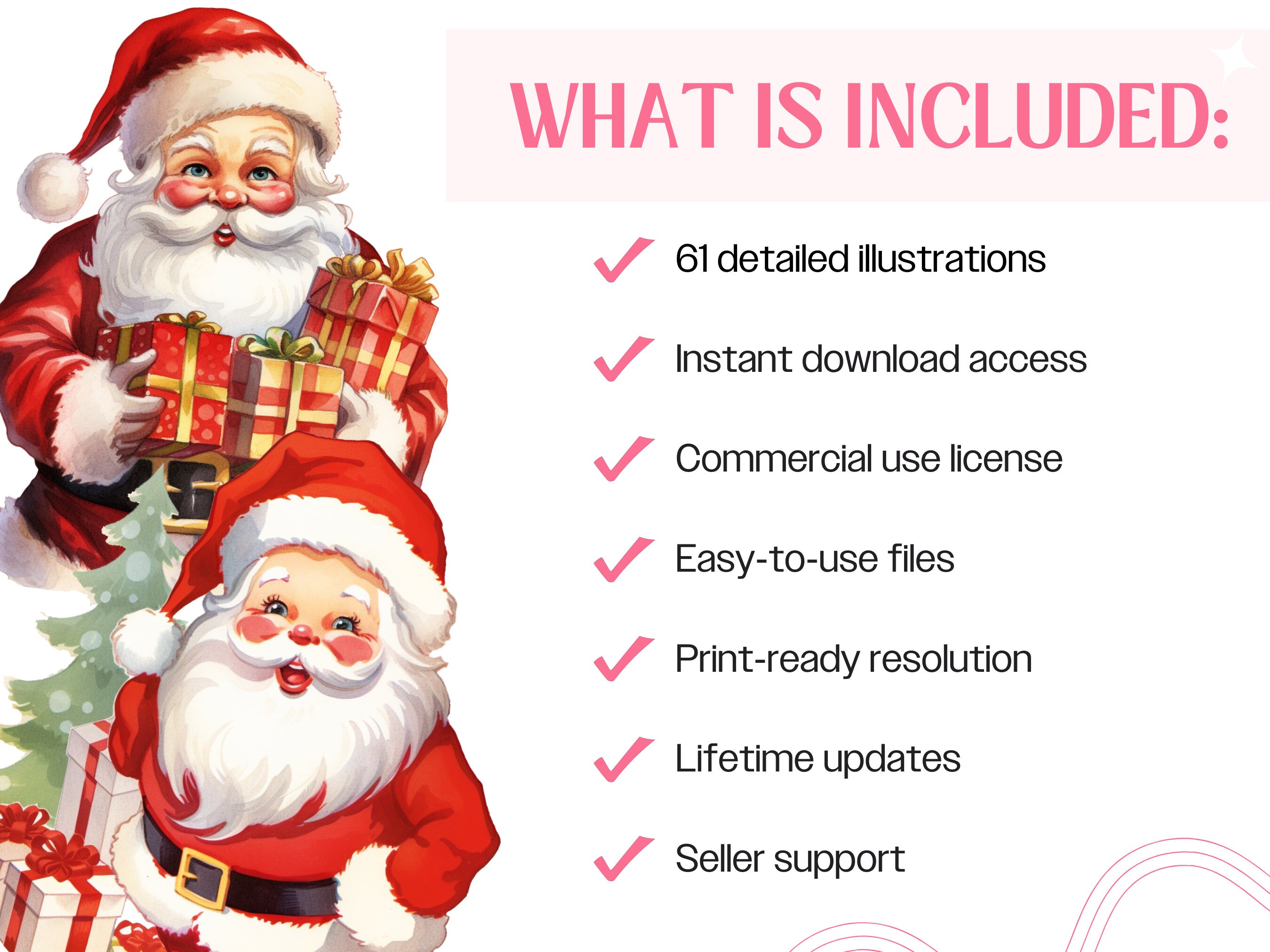 Santa Claus Clipart Bundle, 61 Vintage Santa Claus PNG Sublimation ...