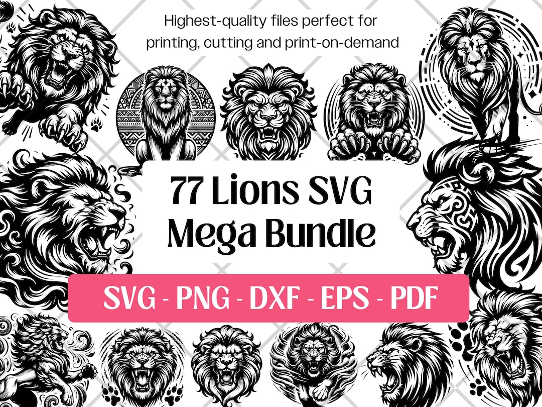 Lion SVG Bundle · Safari Jungle King Head Clipart PNG · Cricut Files ...