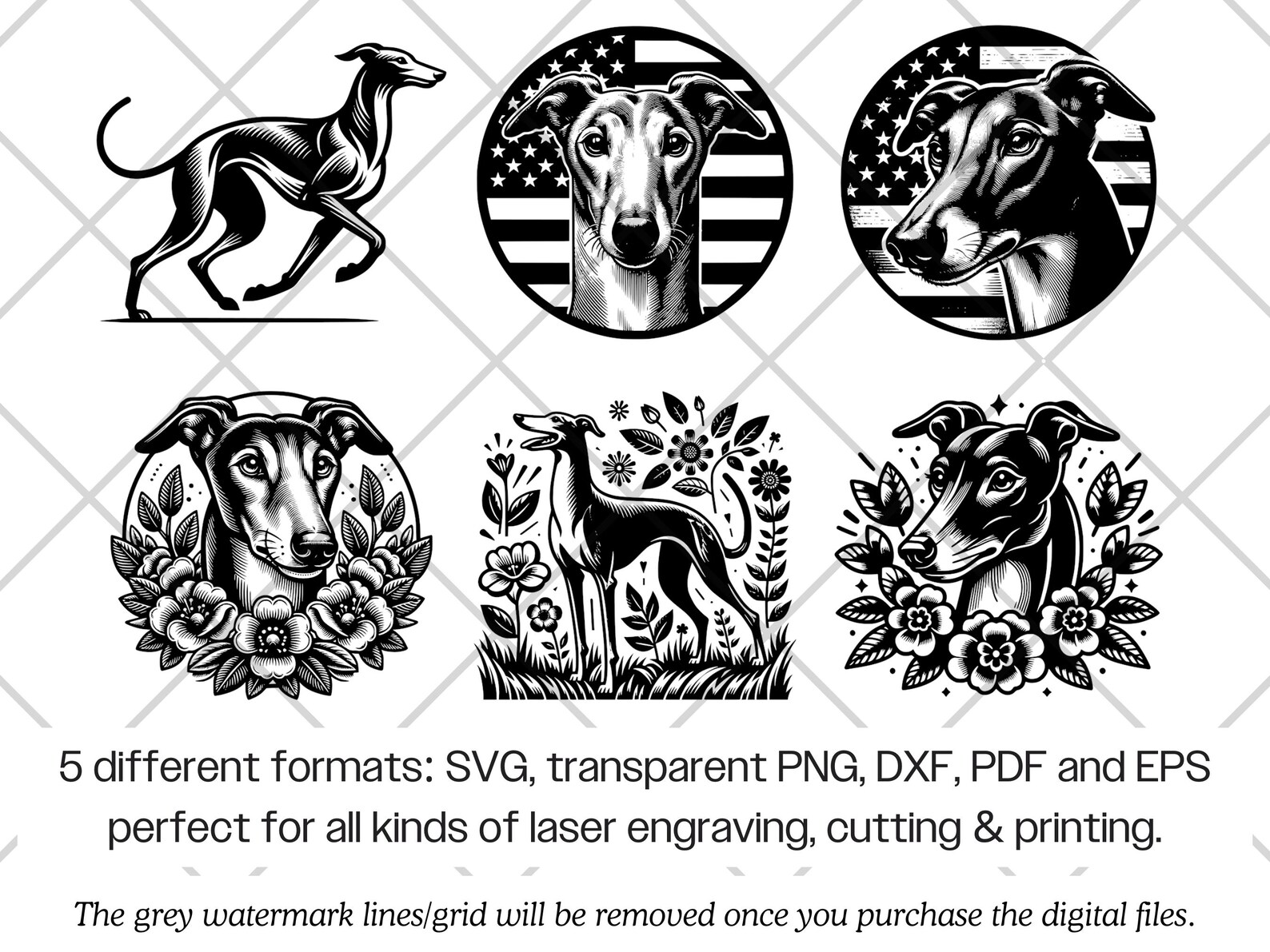 Greyhound SVG Bundle, Vector, PNG, Dxf, Eps,pdf, Cutting and Laser ...