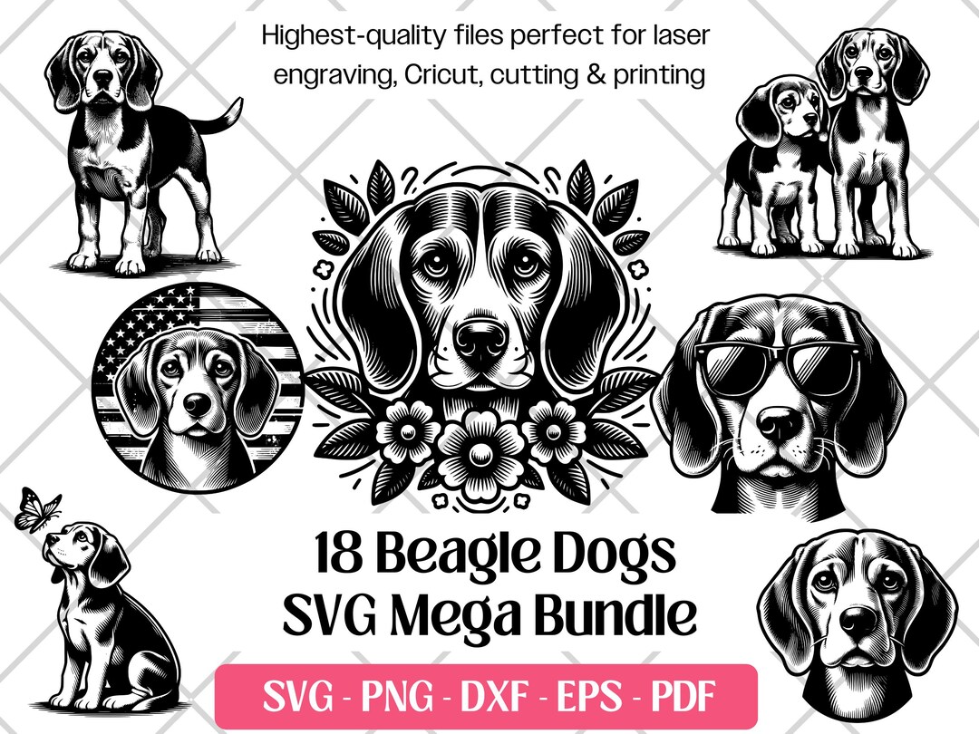 Beagle SVG Bundle, Dog Vector, PNG, DXF, Eps, Pdf Cutting and Laser ...