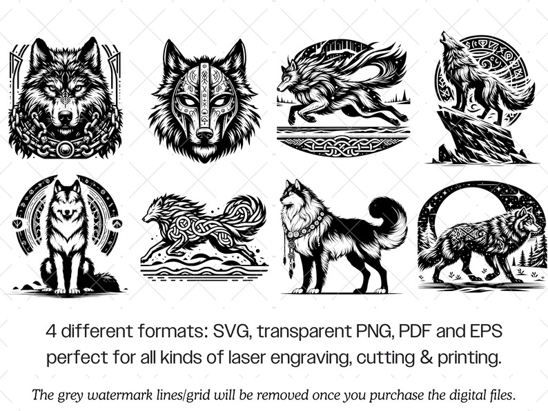 Fenrir SVG Bundle Cutting Laser Engraving Files, Norse Giant Wolf ...