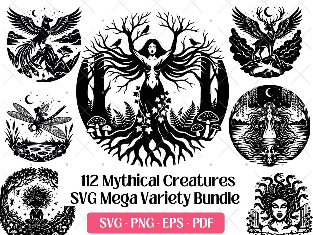 Mythical Creatures SVG Bundle · Fantasy Monsters Clipart PNG · Cricut ...