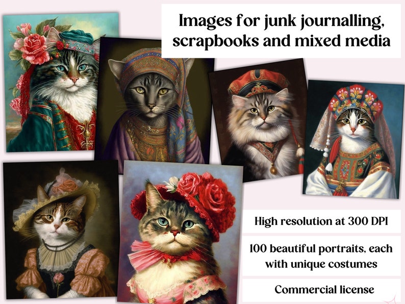 Vintage Cat Ephemera 100 Vintage Cat Portraits in Costumes - Etsy