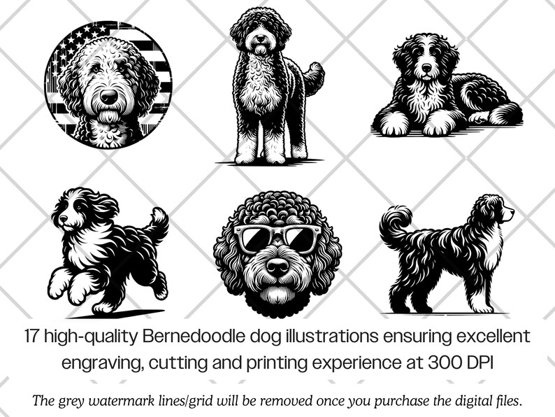 Bernedoodle SVG Bundle, Dog Vector Clipart Png Laser Engraving Cutting ...