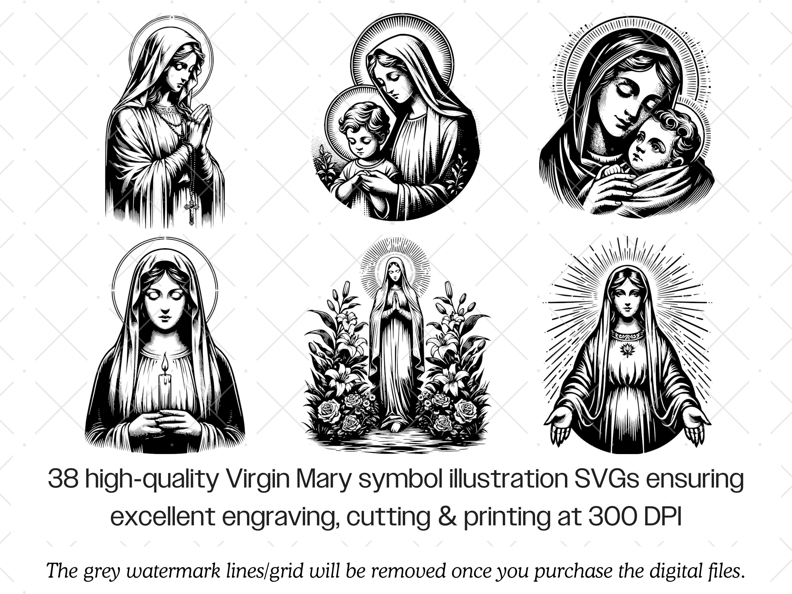 Virgin Mary SVG Bundle · Religious Catholic Christian Holy Design Holy ...