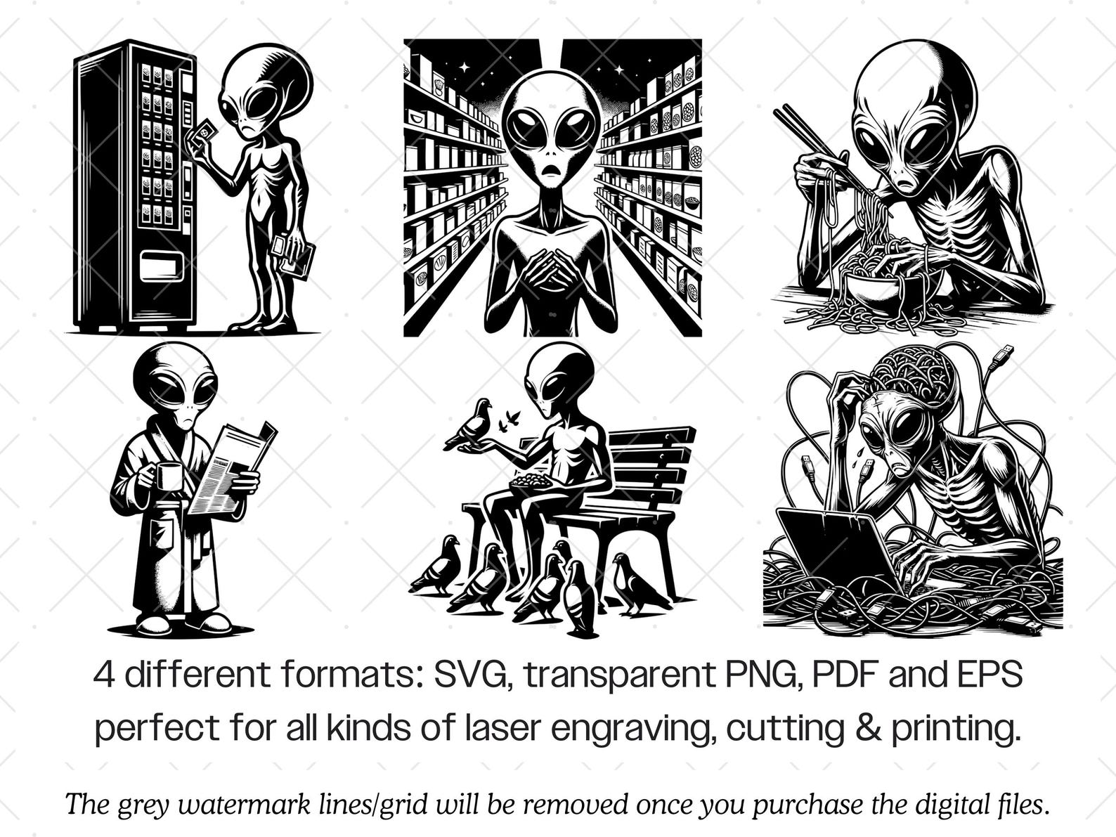 Funny Alien SVG Bundle · Sci-fi Space Cartoon Humor Funny Alien Design ...