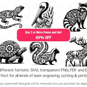 Floral Animal SVG Bundle, Flower Silhouette Clipart Png, Laser ...