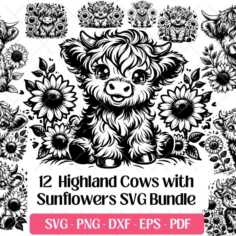 Highland Cow Flower Png - Etsy