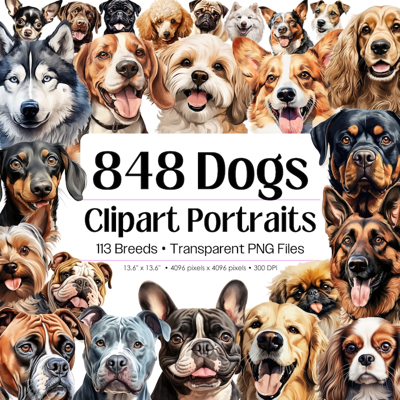 Cute Dog Clip Art Face - Etsy UK