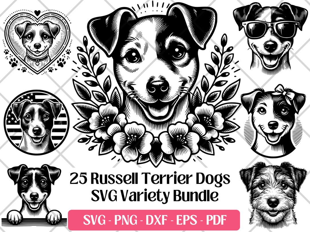 Russell Terrier SVG Bundle, Vector, PNG, DXF, Eps, Pdf Cutting and ...