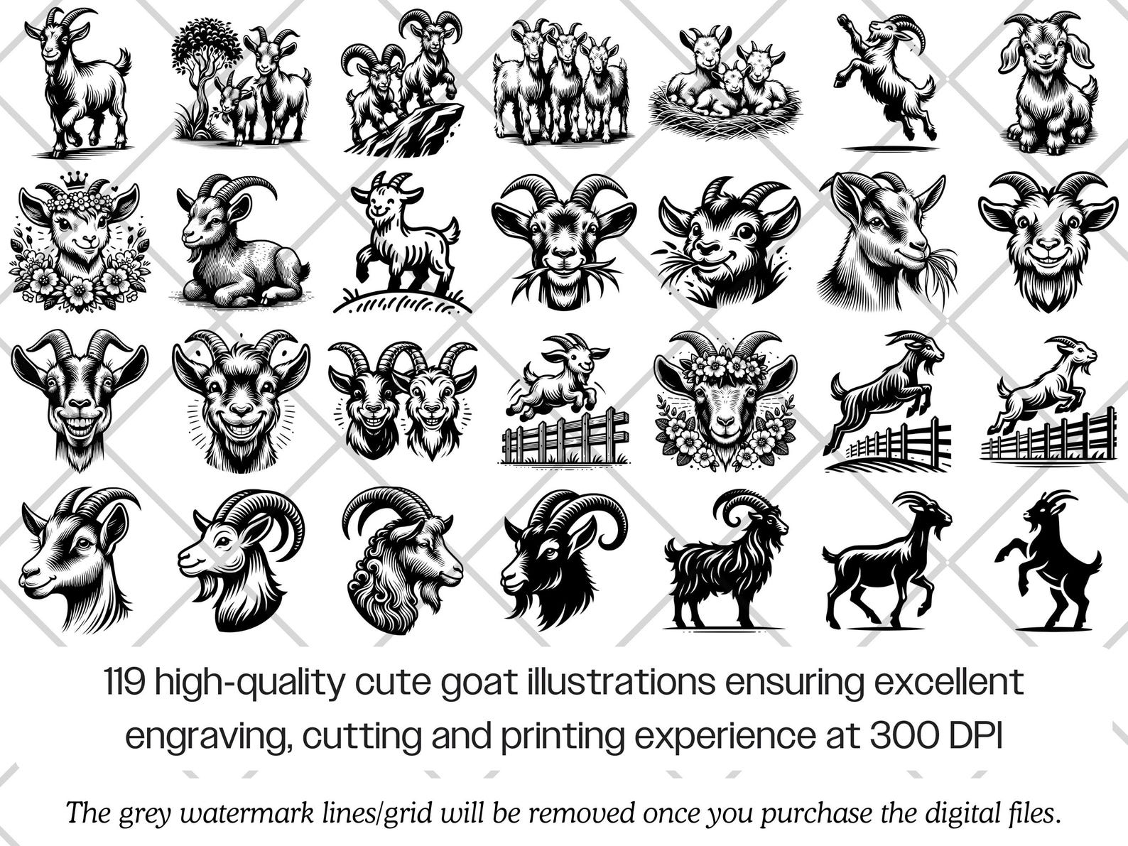 Goat SVG Bundle · Whimsical Floral Farm Animal Clipart PNG PDF · Cricut ...