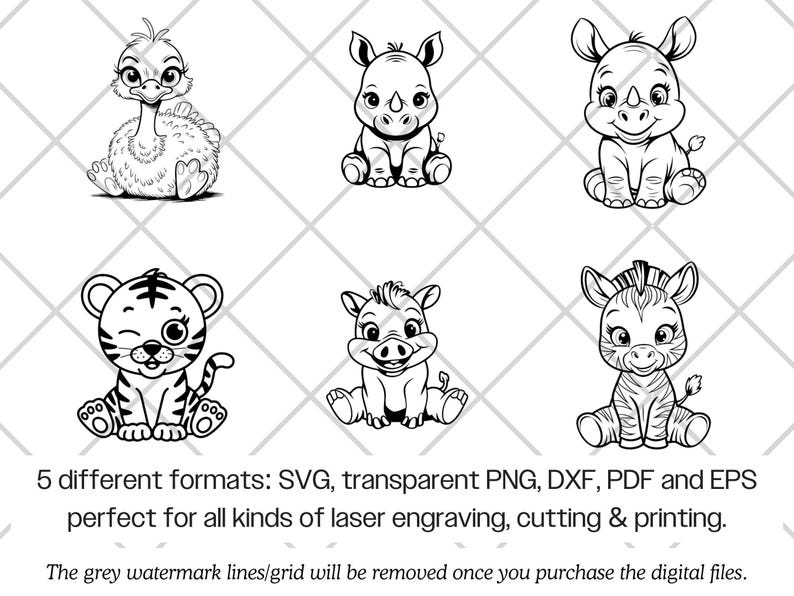 Safari Animals SVG Bundle · Baby African Wildlife Clipart PNG · Cricut ...