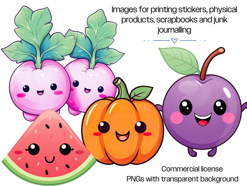 Kawaii Fruits and Vegetables, 485 Cute Kawaii Sticker Images Kawaii ...