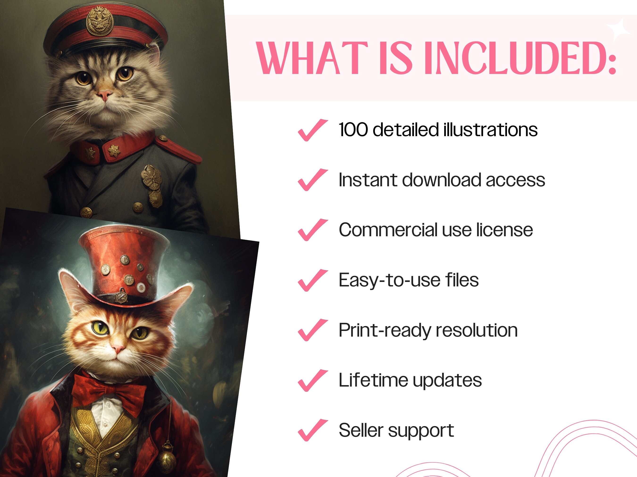 Cat Ephemera Pack, Cats at Work, 100 Cats in Work Attire, Cat PNG Pack ...