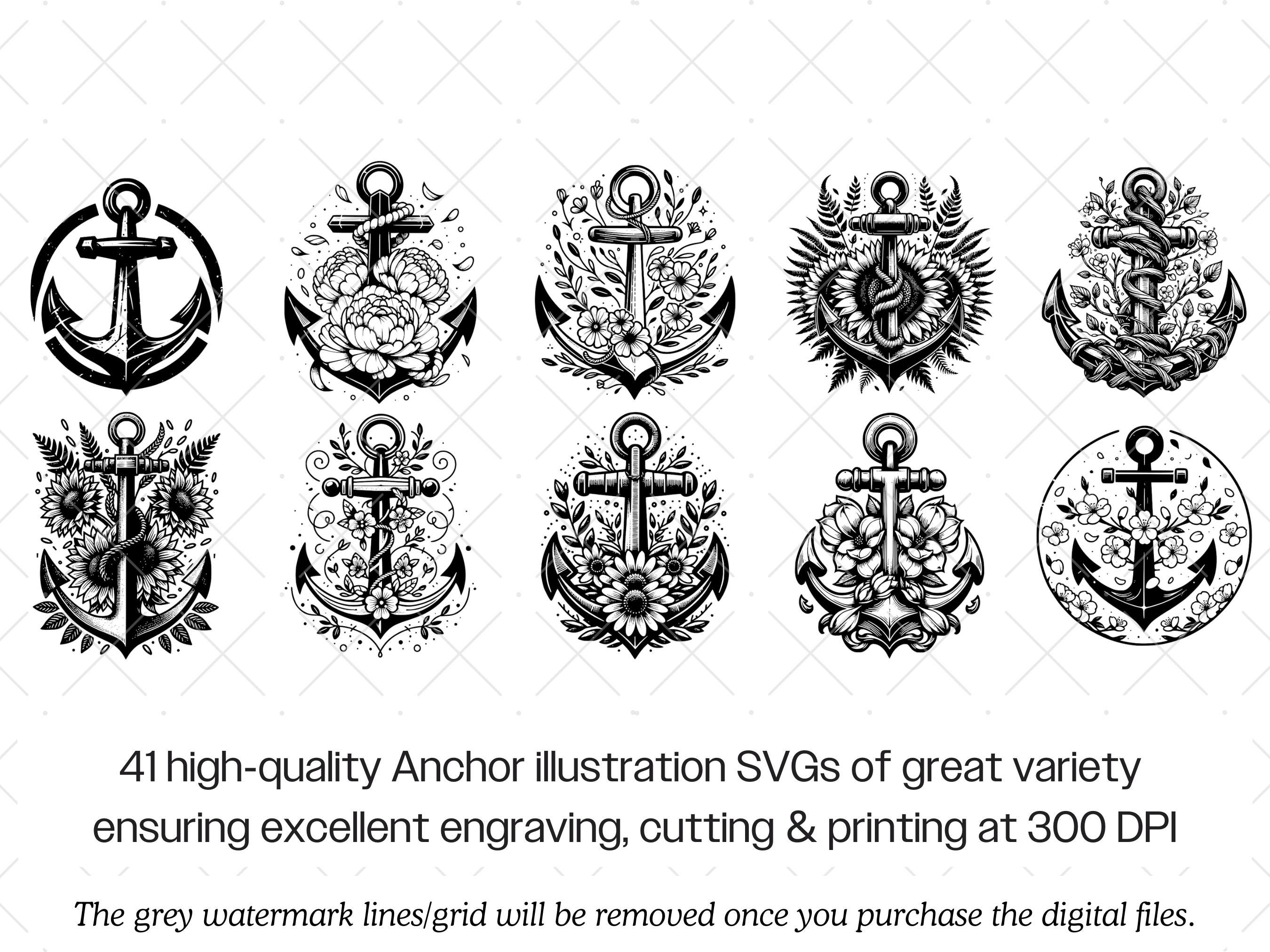 Anchor SVG Bundle, Nautical Marine Vector Clipart Png (digital Download ...