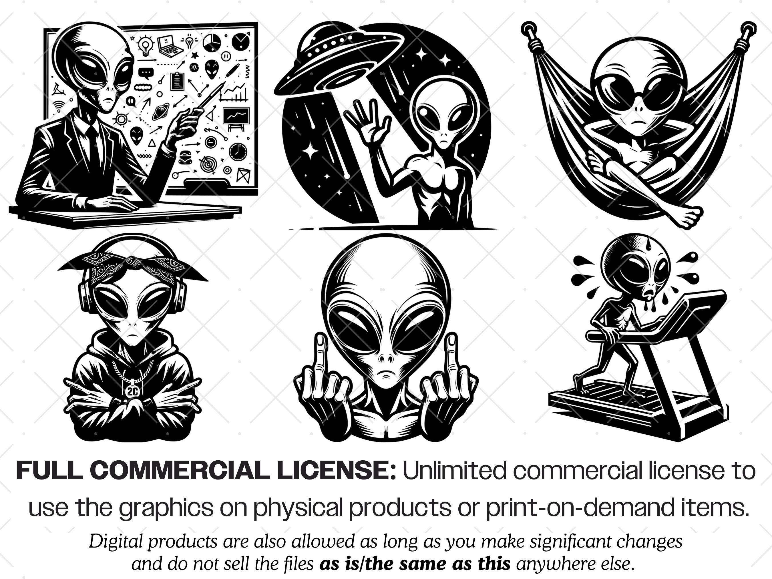 Funny Alien SVG Bundle · Sci-fi Space Cartoon Humor Funny Alien Design ...