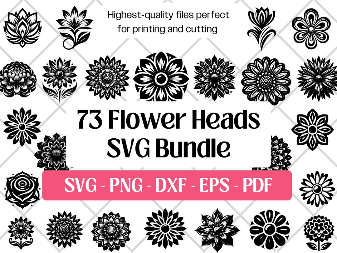 Flower Head SVG Bundle · Floral Silhouette Botanical Nature Flower ...