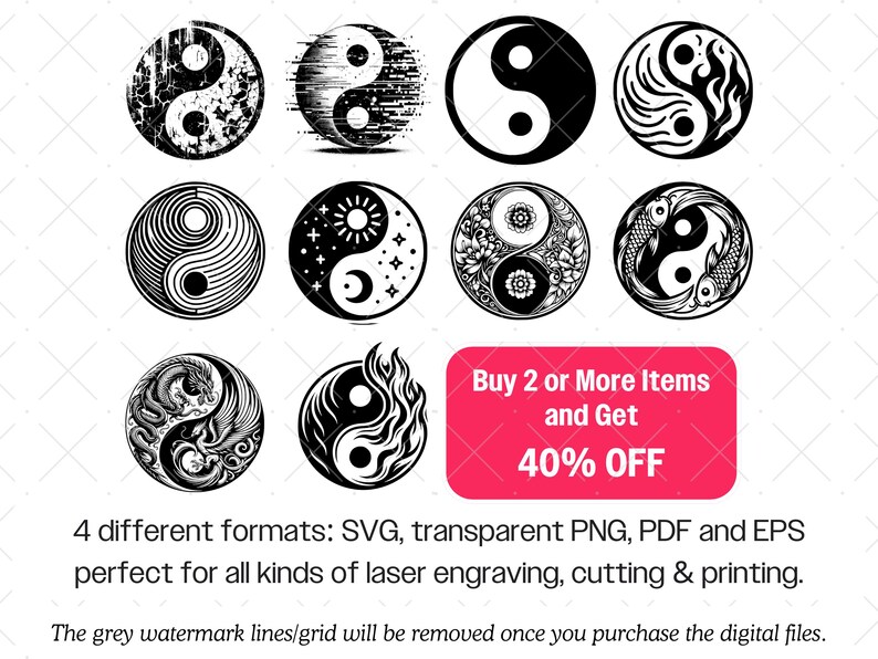 Yin Yang SVG Bundle, Eastern Symbol Clipart Png, Laser Cutting ...