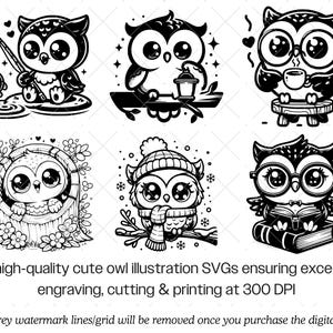 Cute Baby Owl SVG Bundle, Cutting Files, Vector Art, PNG Eps Pdf, Laser ...
