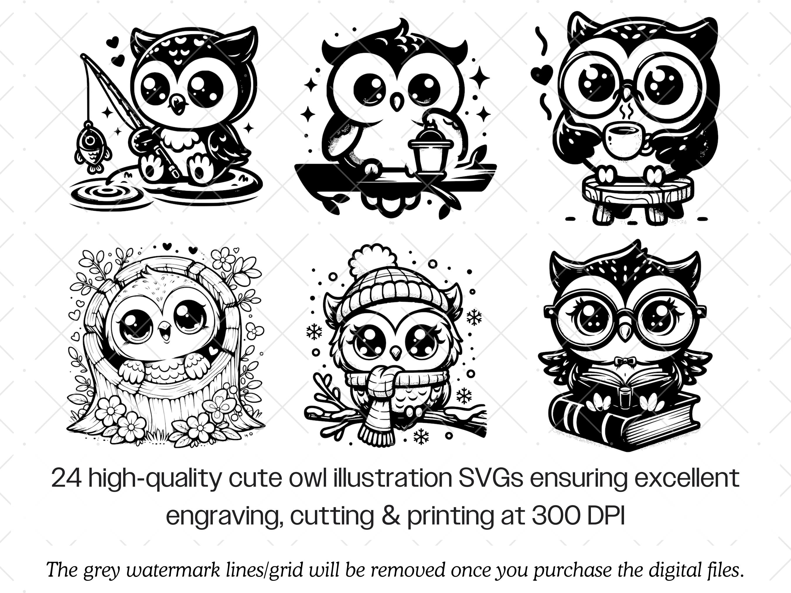 Cute Baby Owl SVG Bundle · Woodland Bird Silhouette Funny Baby Owl ...