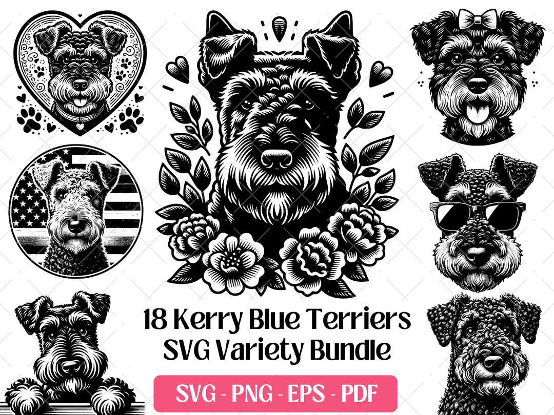 Kerry Blue Terrier SVG Bundle, Dog Silhouette Clipart Png, Laser ...