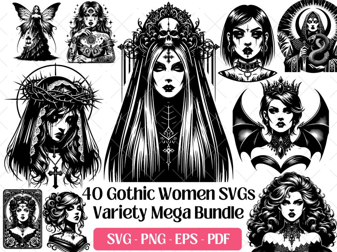 Gothic Women SVG Bundle · Dark Academia Victorian Lady Witch Gothic ...