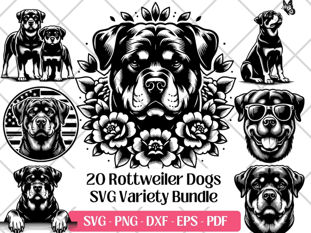 Rottweiler SVG Bundle · Rottie Guard Dog Clipart PNG · Cricut Files - Etsy