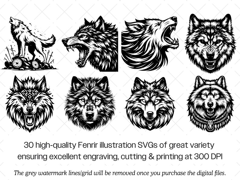 Fenrir SVG Bundle Cutting Laser Engraving Files, Norse Giant Wolf ...