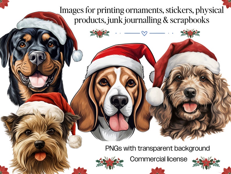 Christmas Dogs, 670 Santa Dogs PNG Clipart Bundle • 111 Breeds ...