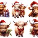 Highland Cow Clipart Bundle 60 Christmas-themed Highland Cow PNG ...