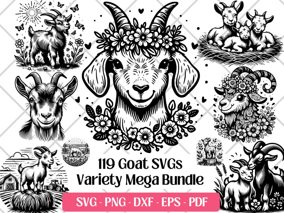 Goat SVG Bundle, Cutting Files, Vector Art Svg, PNG, DXF Eps Pdf, Laser ...