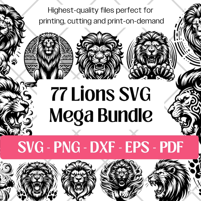 Lion Svg - Etsy