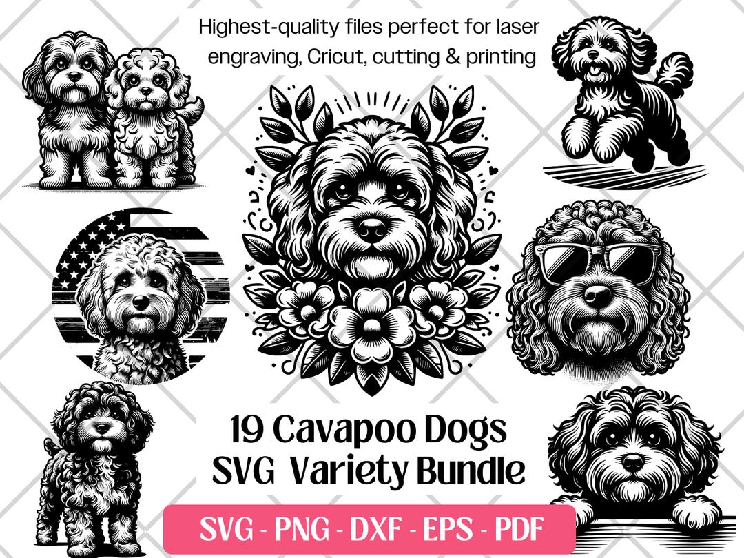 Cavapoo SVG Bundle, PNG, DXF, Eps, Vector Pdf Cutting and Laser ...