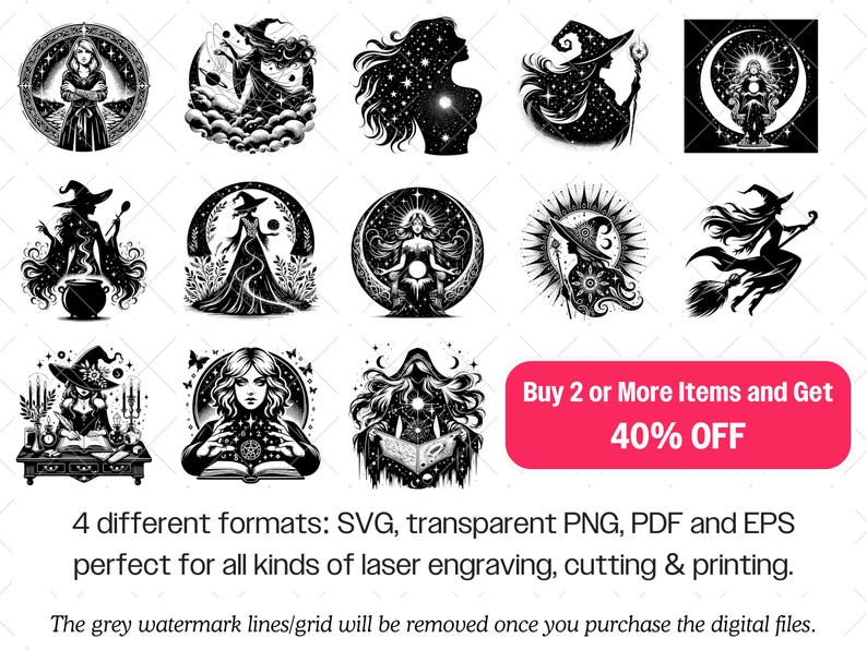 Witch SVG Bundle · Wiccan Pagan Witchcraft Clipart PNG · Cricut Files ...