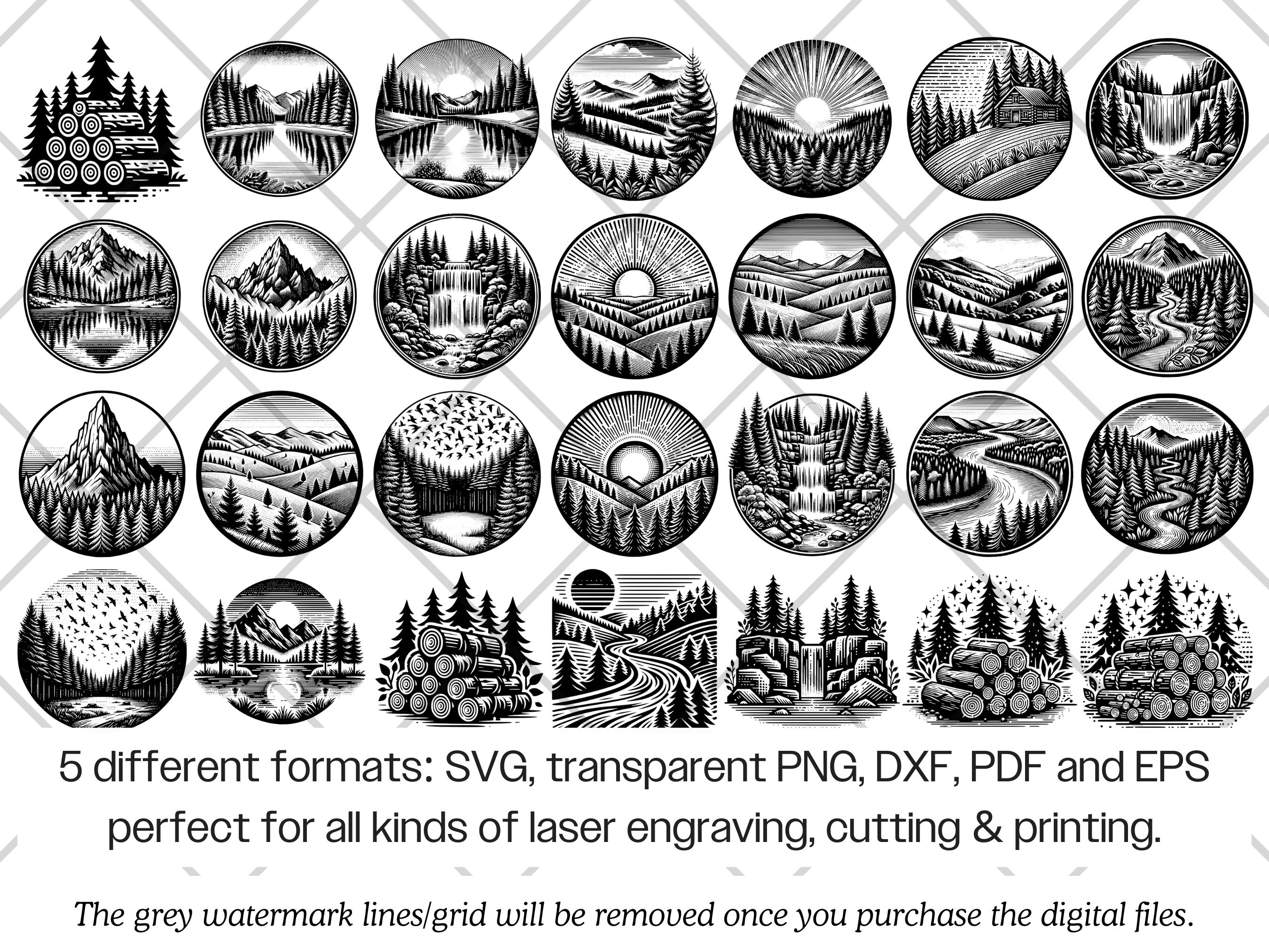 Nature SVG File Bundle, Vector, PNG, DXF, Eps,pdf Cutting Laser ...