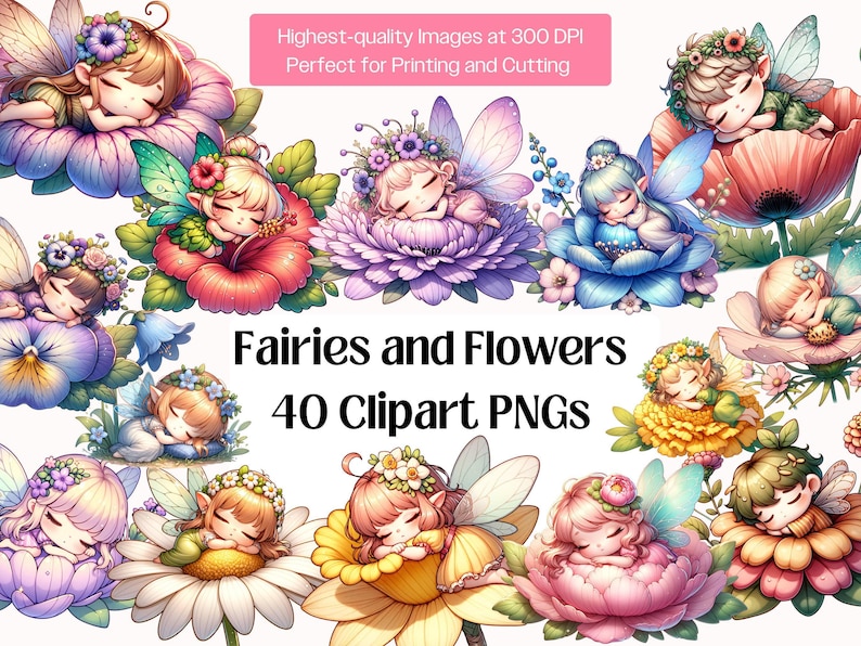 Flower Fairy PNG Bundle · Watercolor Magical Fantasy Fairy Clipart - Etsy
