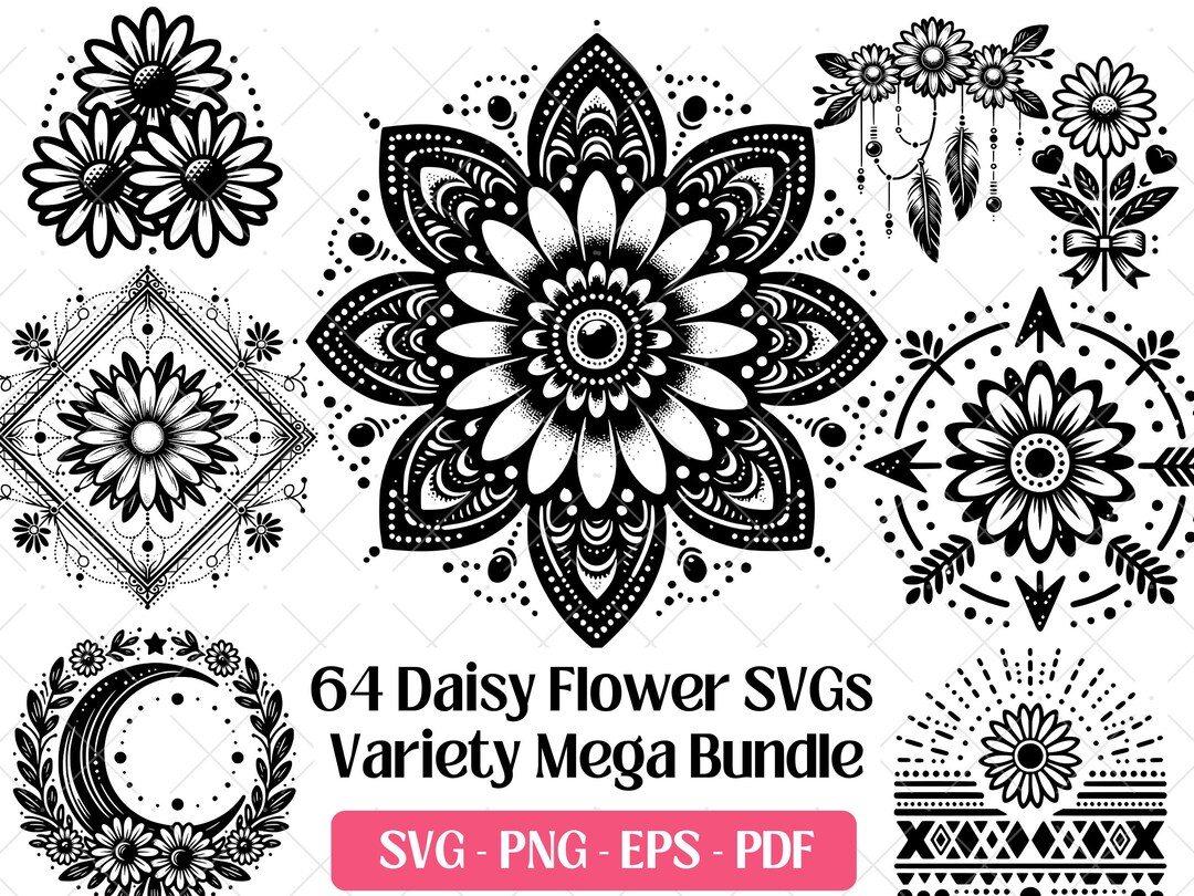 Daisy SVG Bundle, Daisy Flower Cutting Laser Engraving Files, PNG ...