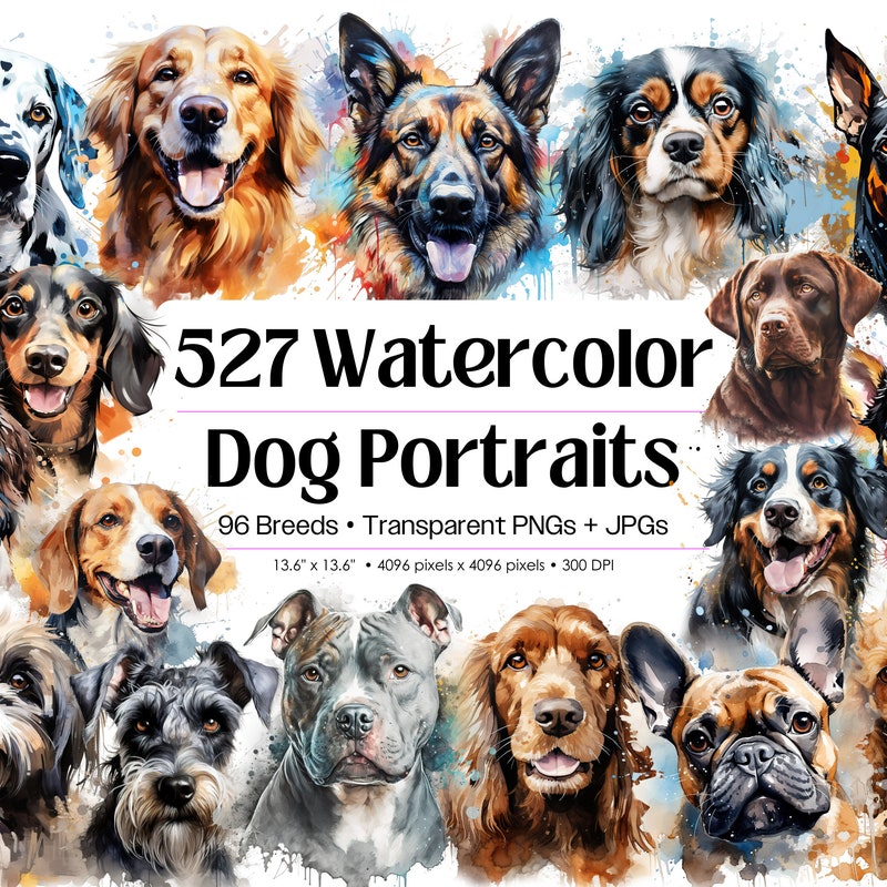 Watercolor Dog Clipart - Etsy