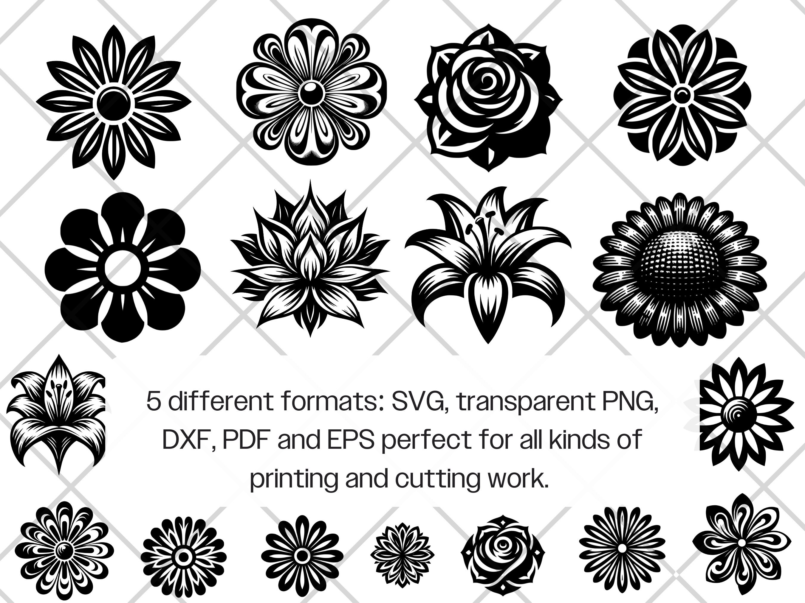 Flower Head SVG Bundle · Floral Silhouette Botanical Nature Flower ...