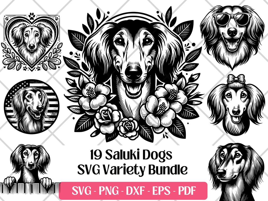 Saluki SVG Bundle · Sighthound Desert Dog Clipart PNG · Cricut Files - Etsy