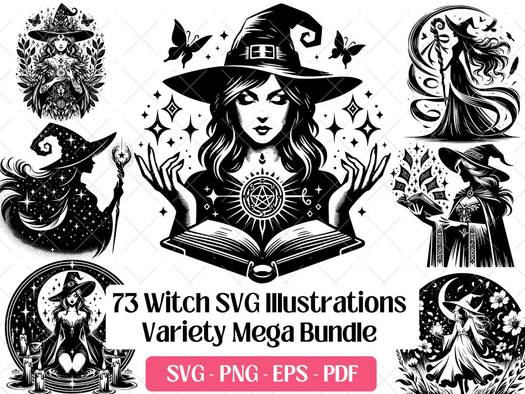 Witch SVG Bundle, Cutting Laser Engraving Files, Vector Art PNG Eps Pdf ...