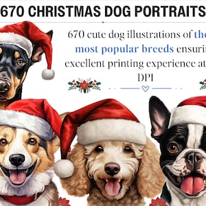 Christmas Dogs, 670 Santa Dogs PNG Clipart Bundle • 111 Breeds ...